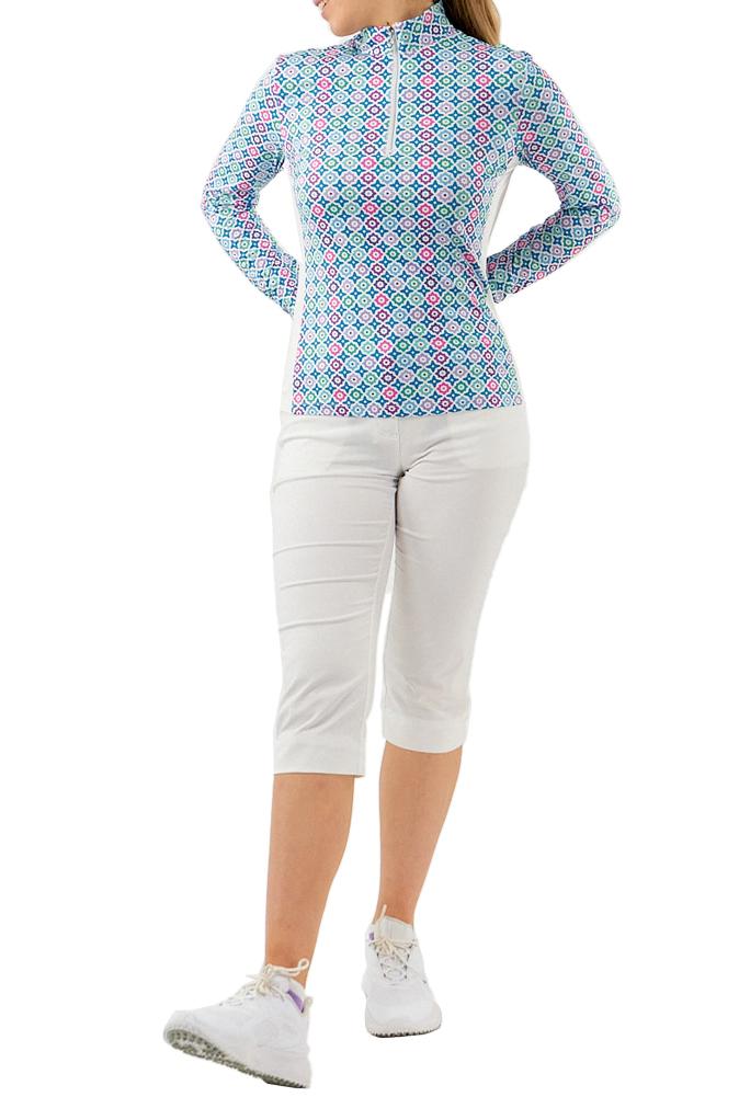 Pure Golf Serenity Mid Layer Quarter Zip Top - Geo Flower - GolfOnline