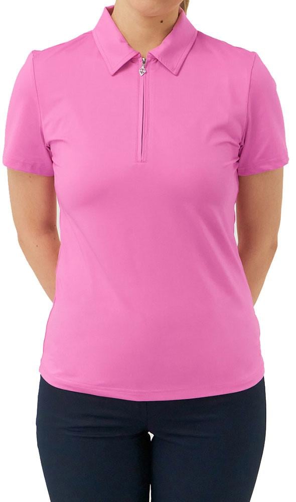 Pure Golf Ladies Christina Cap Sleeve Polo Shirt - Candy Pink - GolfOnline