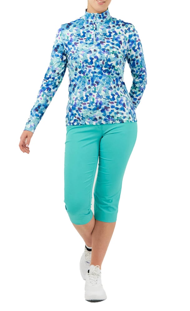 Pure Golf Ladies Serenity Mid Layer Quarter Zip Top - Dappled Ocean ...