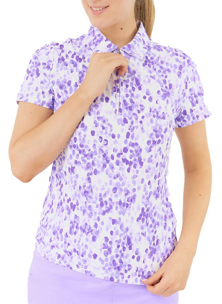 Pure Golf Ladies Amity Short Sleeve Polo Shirt - Violet Fields - GolfOnline